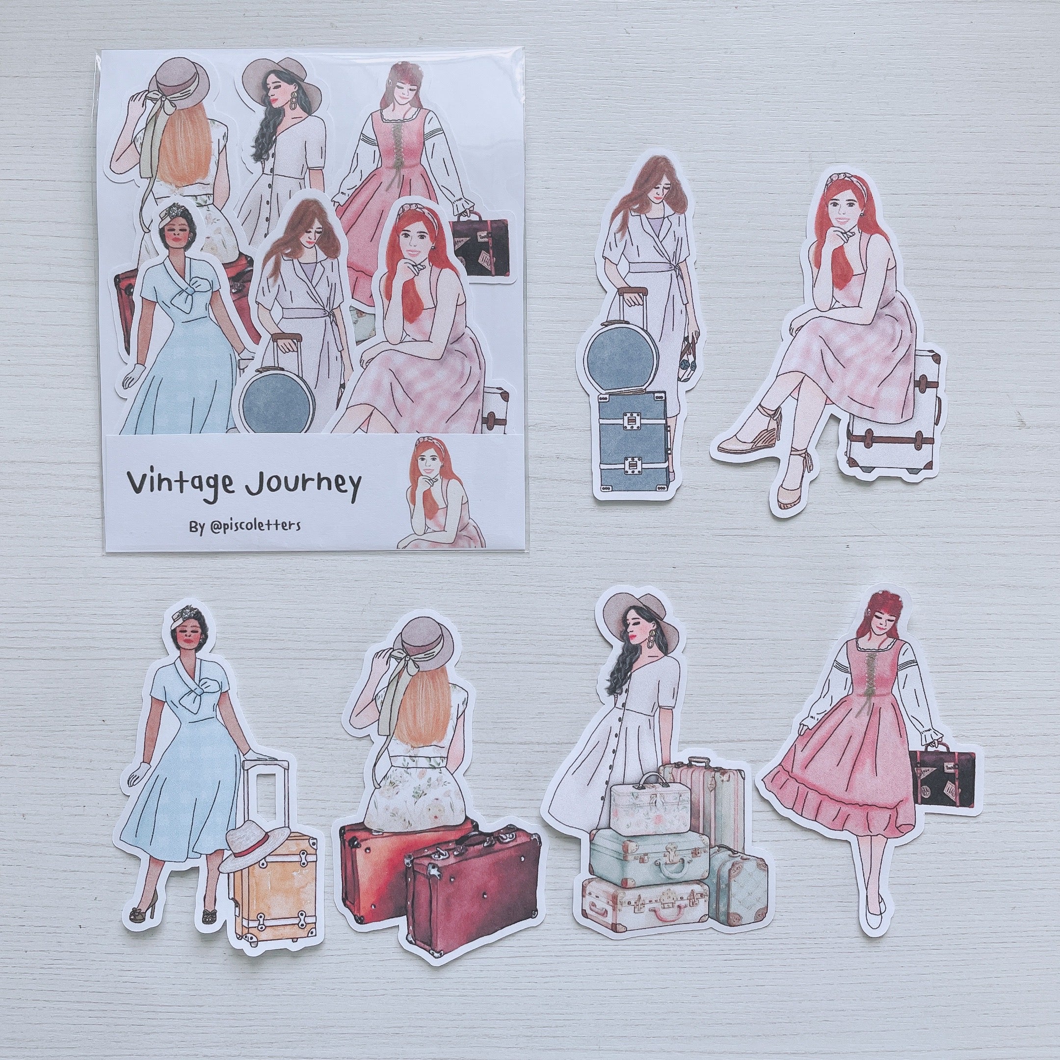 Vintage Journey stickers – Piscoletters